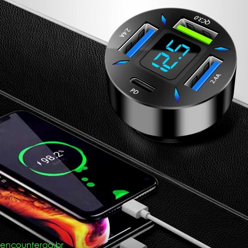 Encontrora Power Delivery Carregador Automático Rápido Carga Rápida Um Para Quatro 4 USB QC3 0 ...