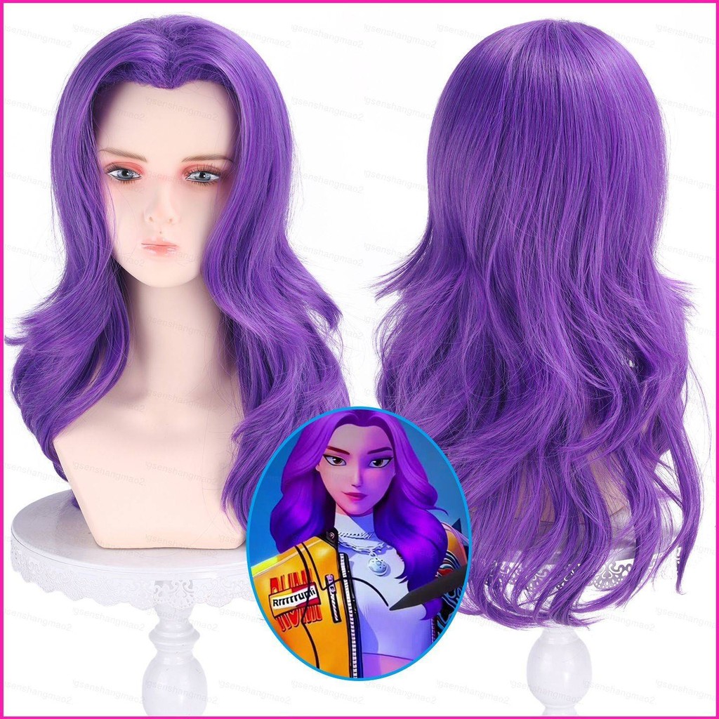 PS2 K-Pop Demon Hunters HUNTR/X Rumi Roxo Peruca Cosplay Anime Cabo ...