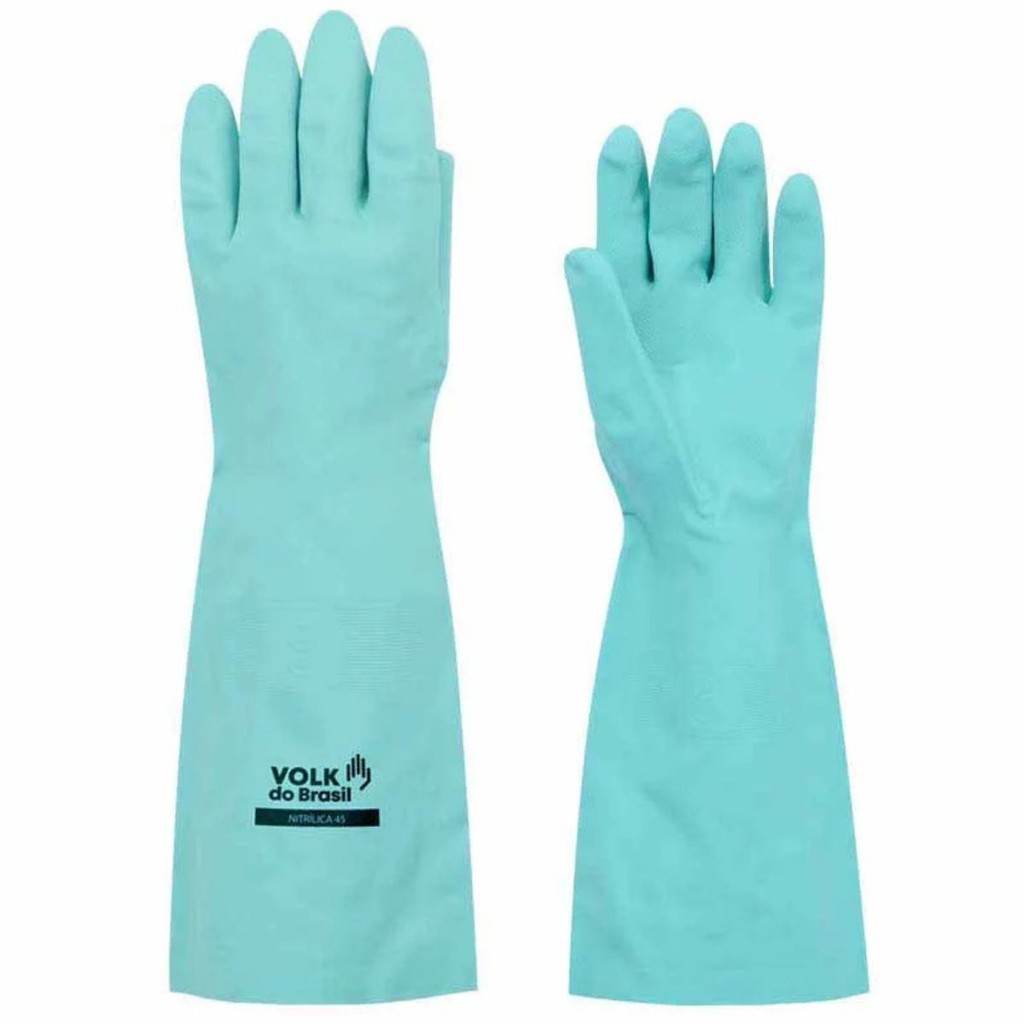Luva Para Limpeza Nitrílica 45 CA Cano Longo Antiderrapante Volk ...