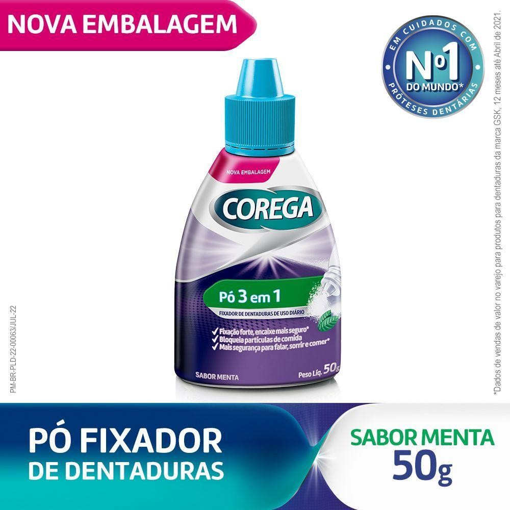 COREGA PÓ FIXADOR DE DENTADURA, FORTE FIXAÇÃO, SABOR MENTA 50G | Shopee ...