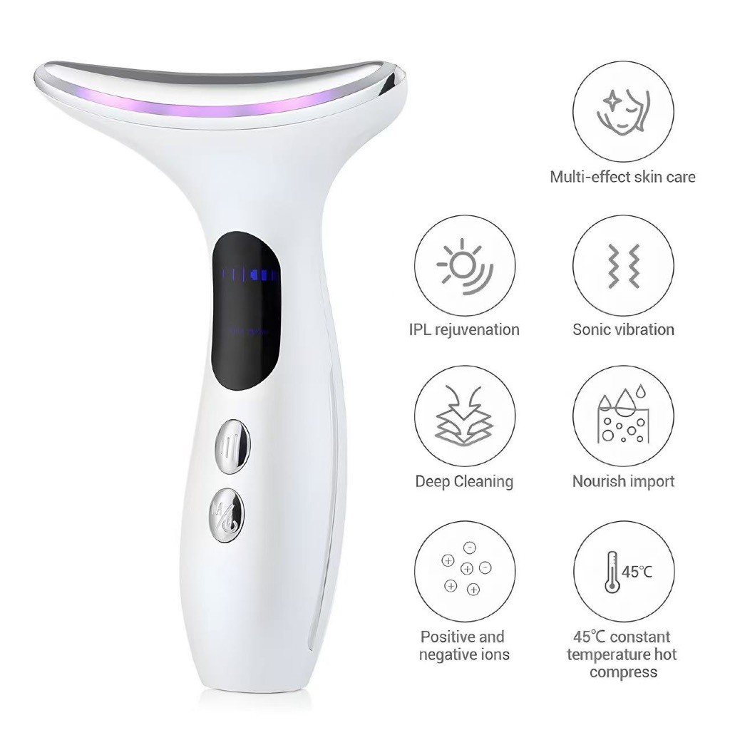 Massageador Facial Pescoço Rosto Face Pele Anti Rugas com Terapia de ...