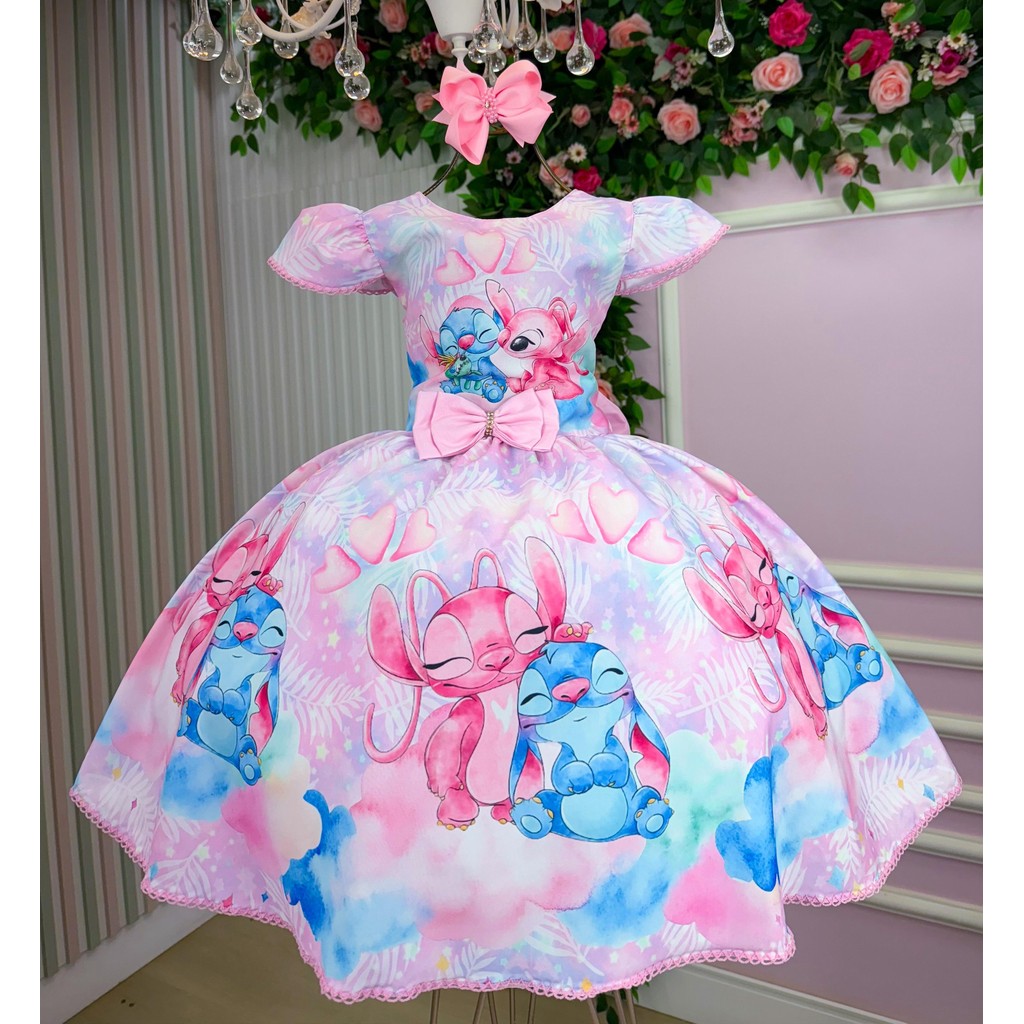 Vestido Tematico Luxo Stitch e Angel Modelo 2 | Shopee Brasil