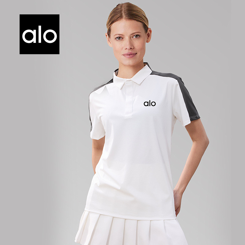 alo Nova Camisa Polo com Bloco de Cor e Gola Reversa para Fitness ao Ar ...