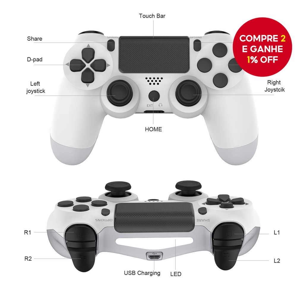 Novo Controle Sem Fio com Giroscópio de 6 Eixos, Joystick para PC ...
