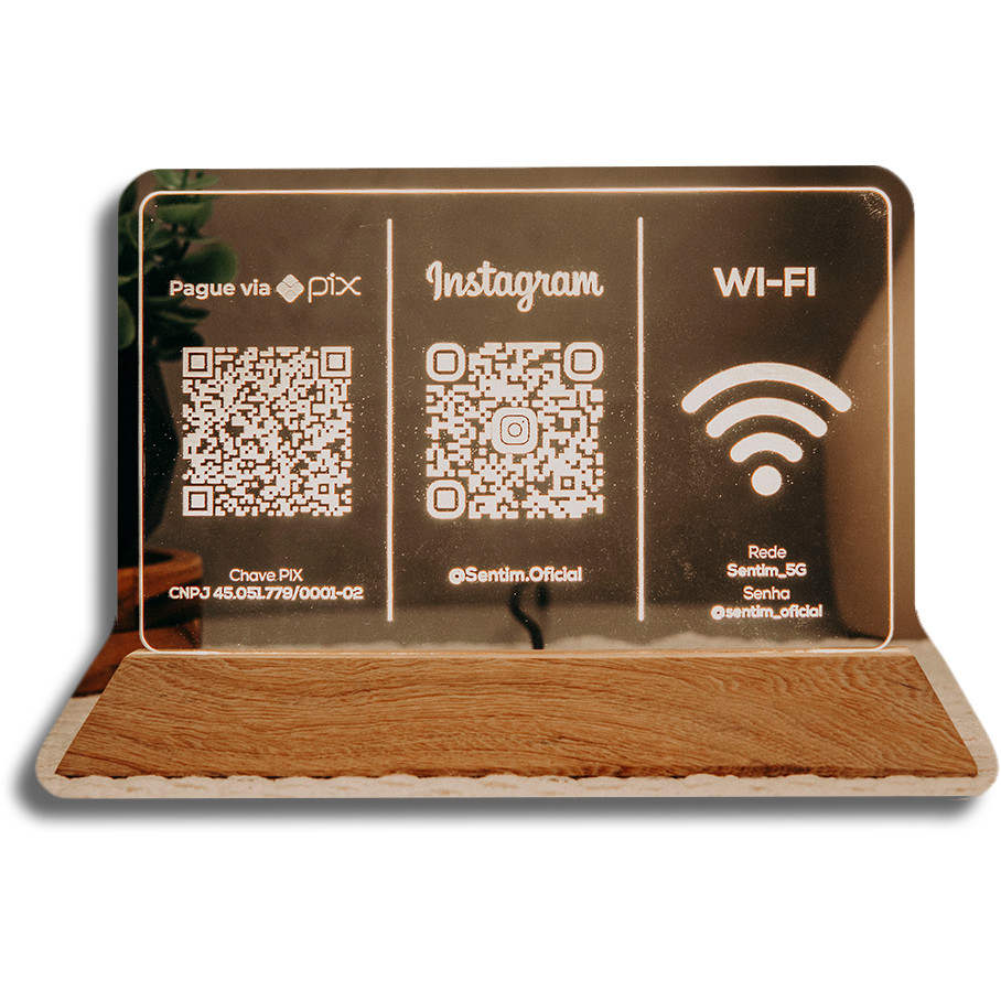 Placa Pix Qr Code Display LED Iluminado para Pagamento Rede Sociais ...