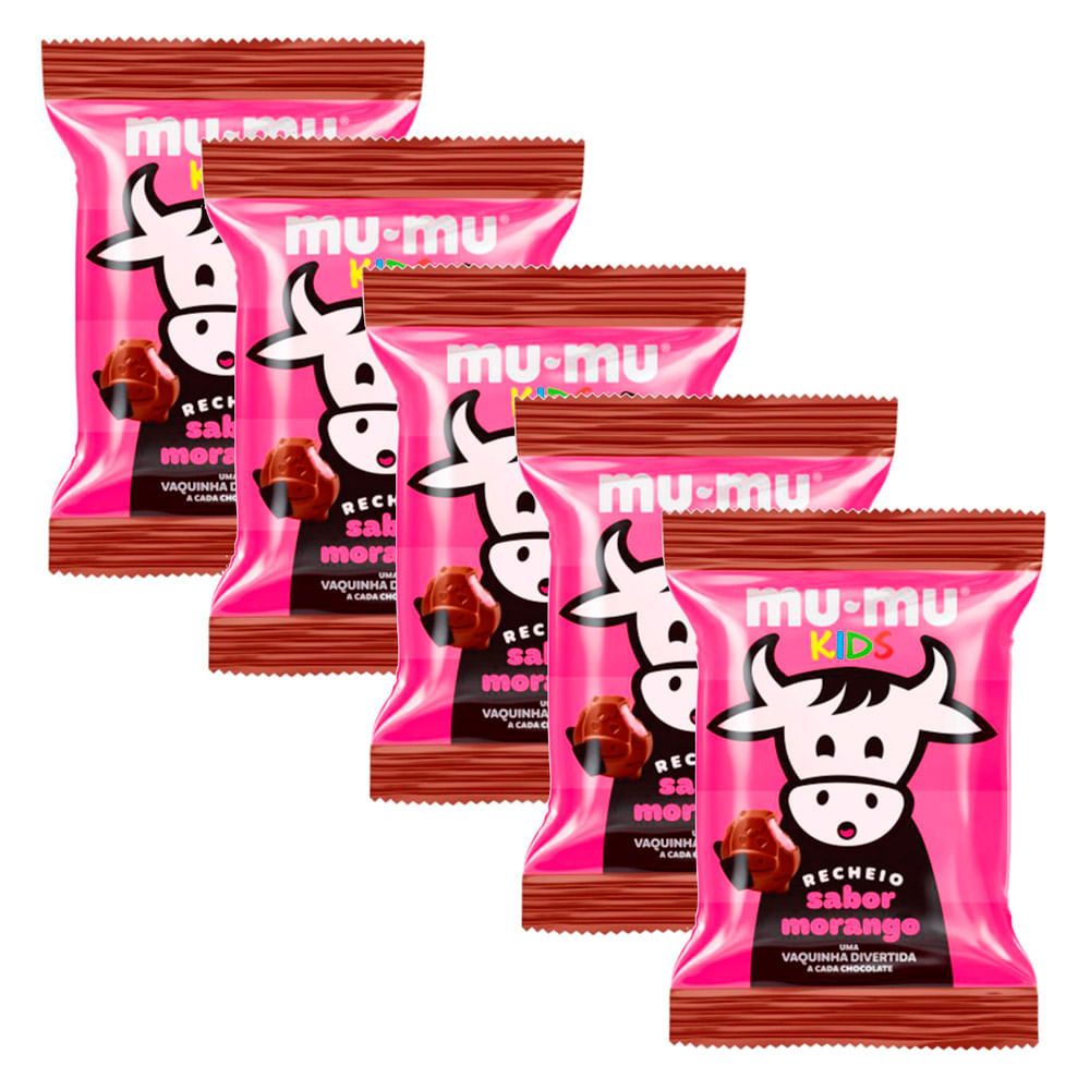 Kit 5 Chocolate Mu-Mu Kids Neugebauer Morango 15,6g | Shopee Brasil