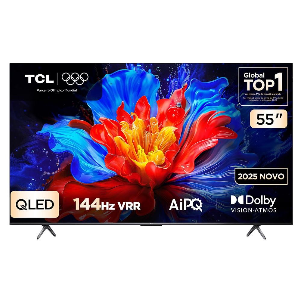 Smart TV TCL 4K QLED 55" Polegadas com Google Assistente, Dolby Atmos e ...