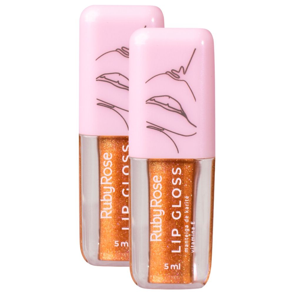 Kit 2 Lip Gloss Ruby Rose Cor Firefly HB82341 5ml | Shopee Brasil