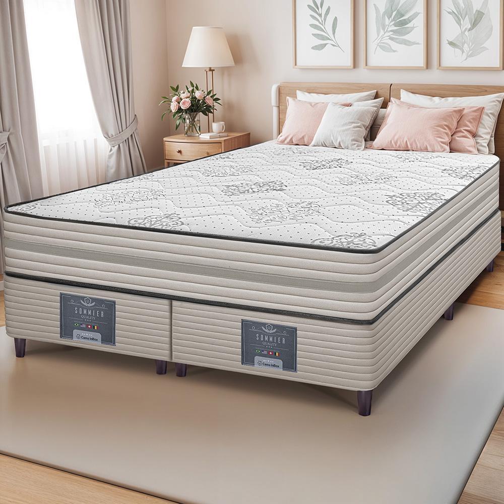 Cama Box King Colchão + Box 193x203x63 Spring Zen com Molas Ensacadas ...