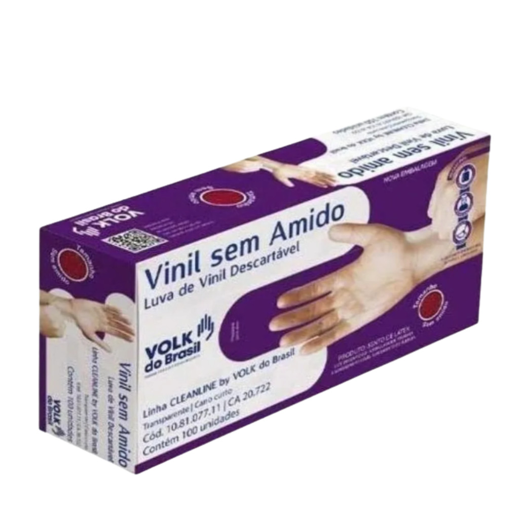 Luva Volk Vinil Com Pó Amido G Caixa 100 Unid | Shopee Brasil