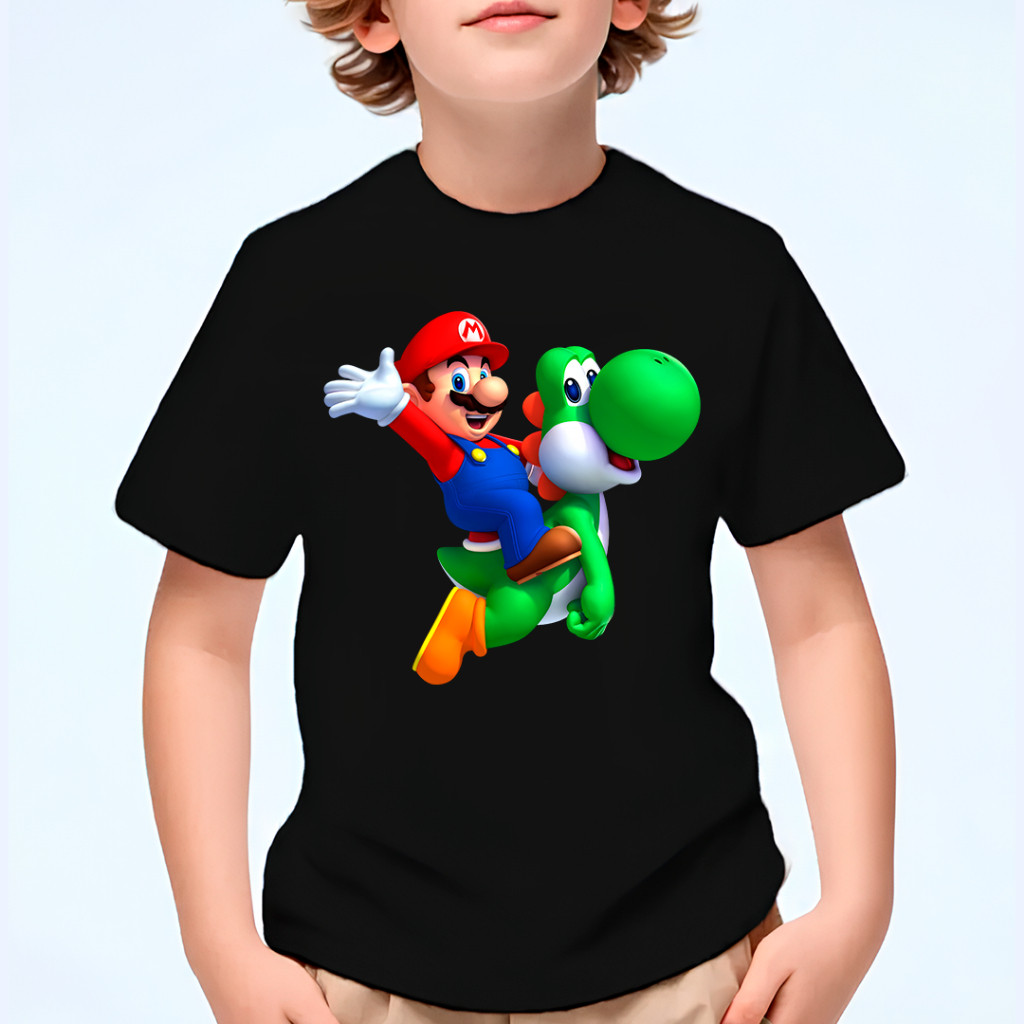 Camiseta Super Mario Bros & Yoshi | Tamanhos Infantil, Adulto e Plus ...