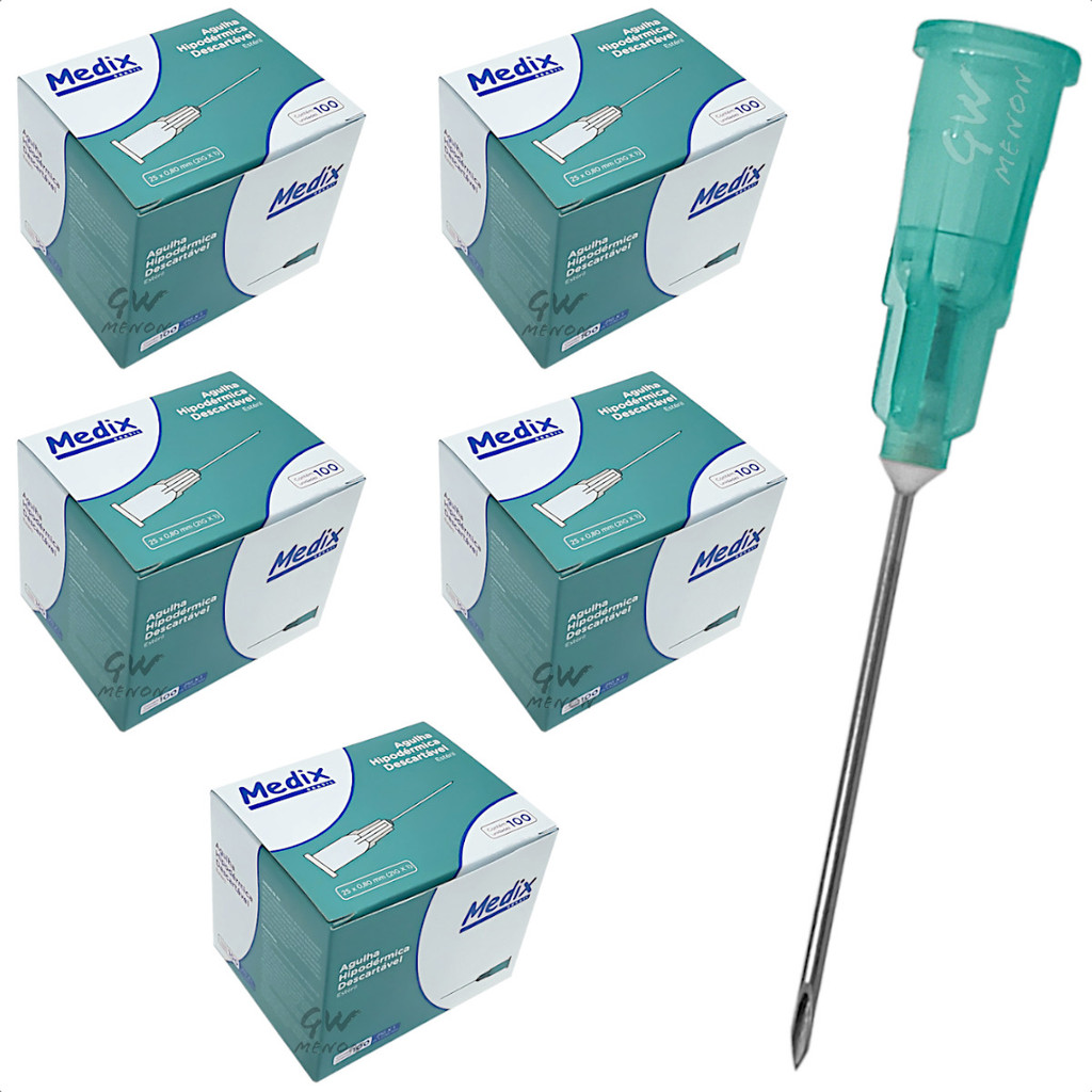 Kit 500 Agulha HiPodérmica Verde 25x0.8 25x0,8 21g Anvisa Inmetro Luer ...