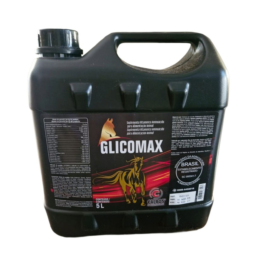 GLICOMAX 5 L VITAMINAS DO COMPLEXO B E AMINOÁCIDOS CALBOS | Shopee Brasil