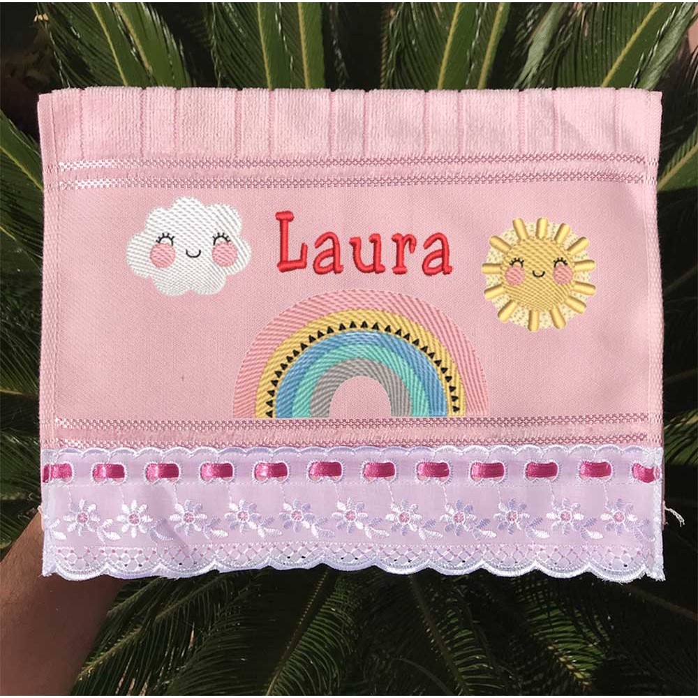 Toalha De Boca Arco Iris Boho Bordada Personalizada Com Nome Dohler ...