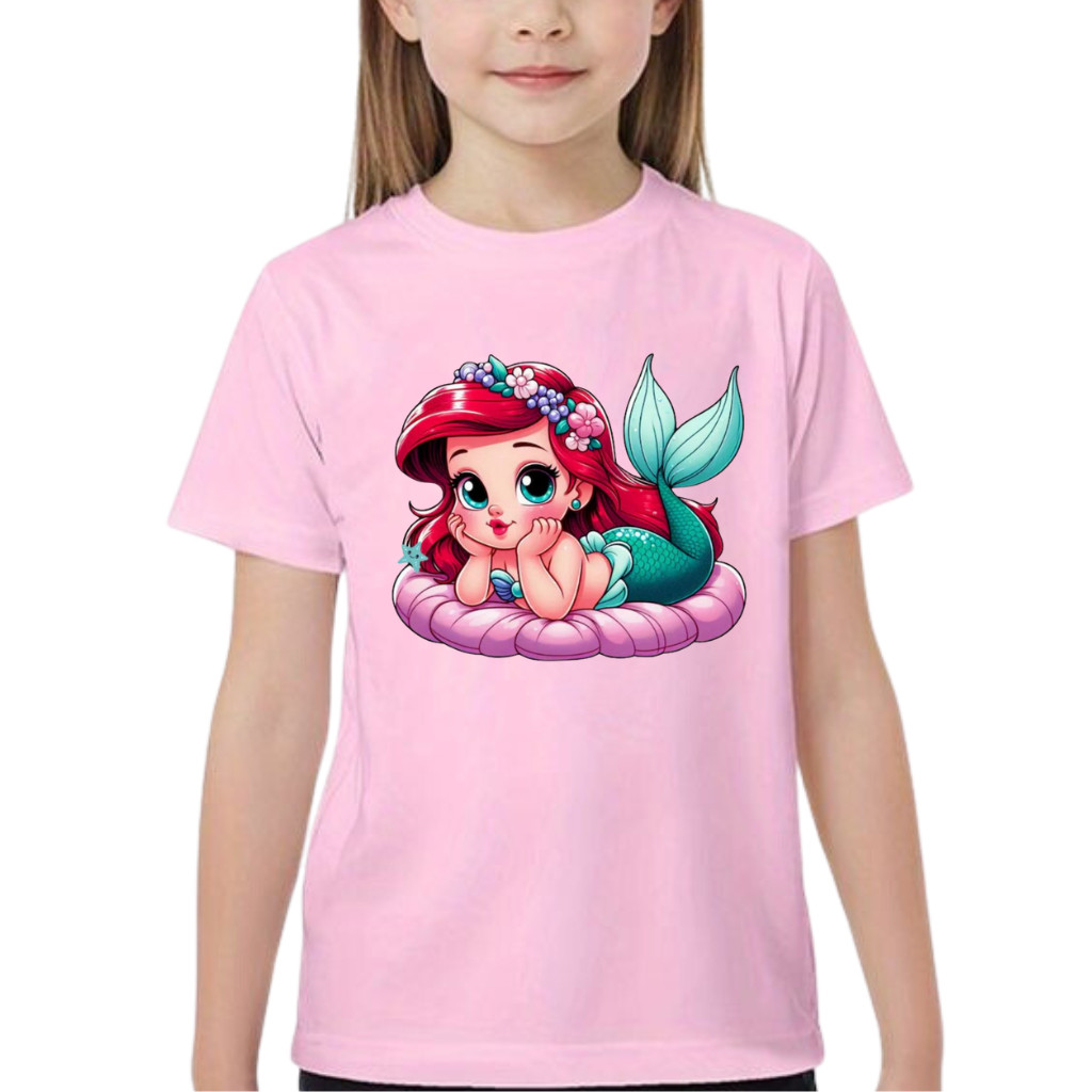 CAMISETA CAMISA BLUSA INFANTIL JUVENIL ARIEL PEQUENA SEREIA DESENHO ...