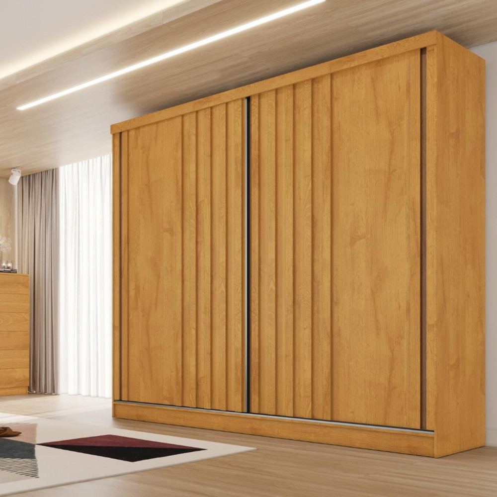Guarda Roupa Casal Ripado 2 Portas de Correr 100 MDF Galati Made Marcs ...