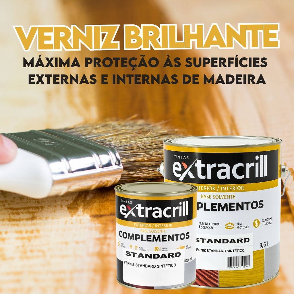 Verniz Proteção para Madeira Brilhante Tingidor Extracrill Galão Cor ...