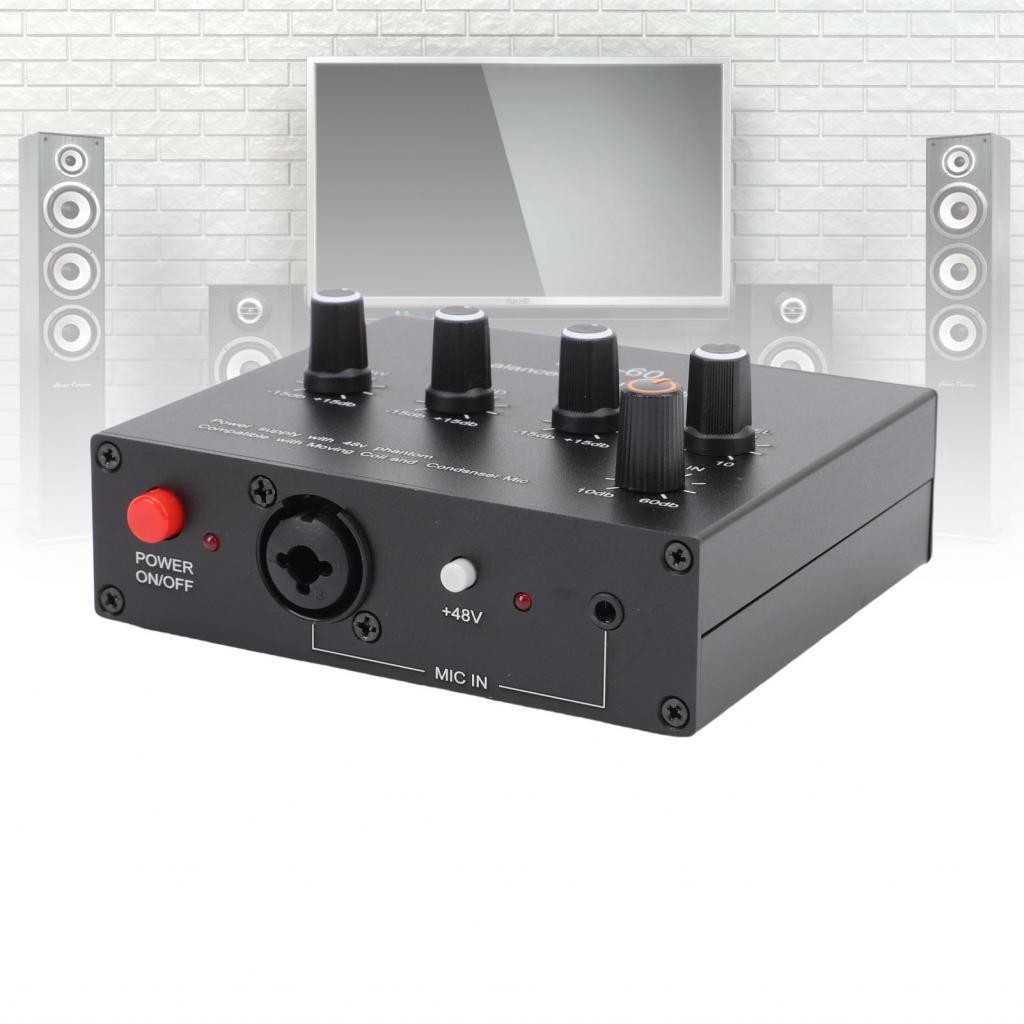 Microphone Preamp Versatile Preamplifier 60db Gain with 48V Phantom ...