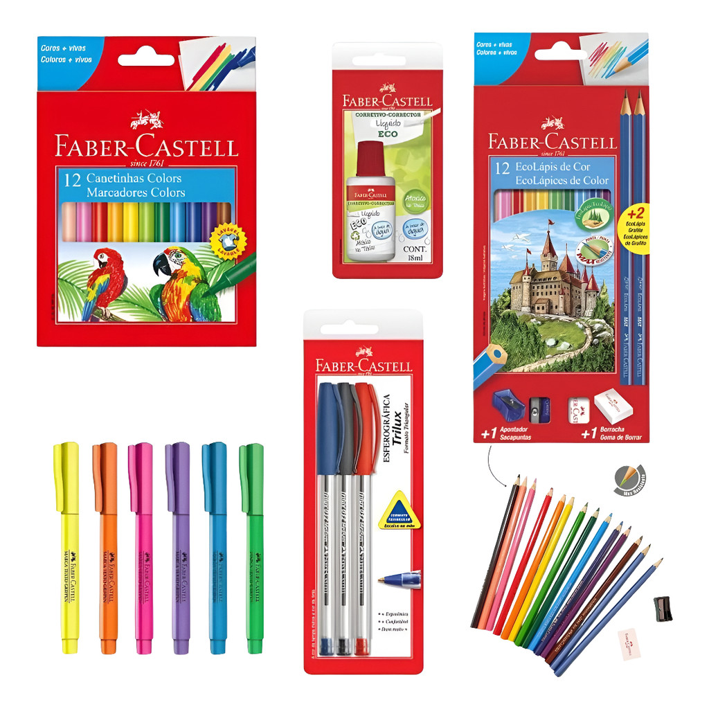 Kit Material Escolar Faber Castel Com Itens Variado Completo | Shopee ...