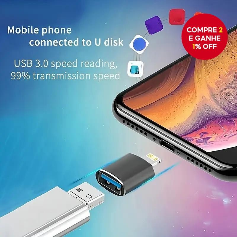 Novo Adaptador USB3.0 OTG para iPhone IOS13 e Superior, Conversor de Transmissão de Dados para ...