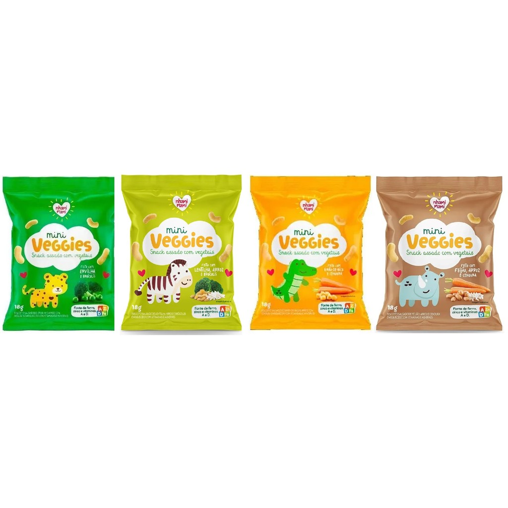 Biscoito Mini Veggies Snack Sortidos Nhami Mami 4un X 18gr | Shopee Brasil