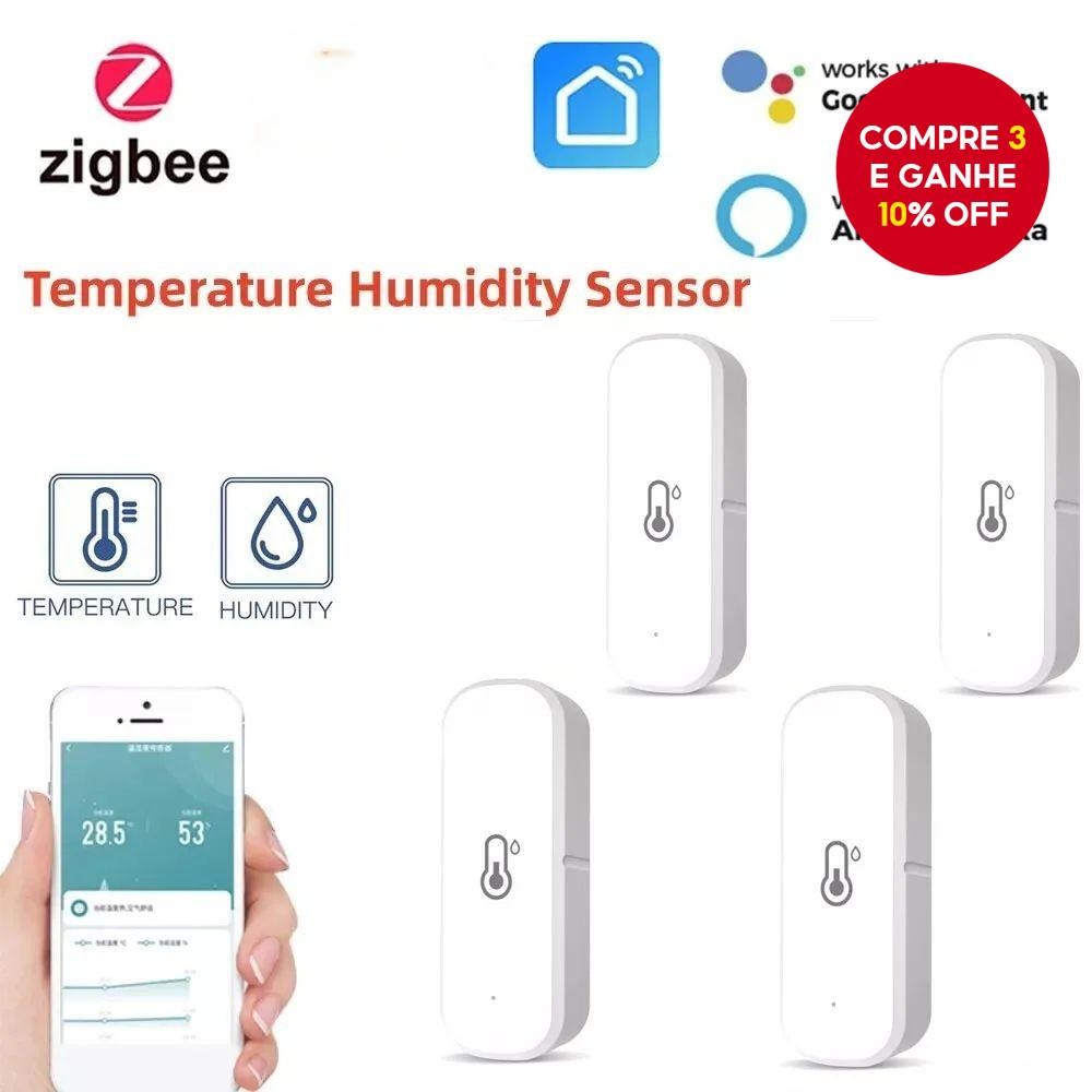 4pcs Tuya Zigbee/Cozylife WiFi Temperatura Umidade Sensor Casa Inteligente Higrômetro Interno ...