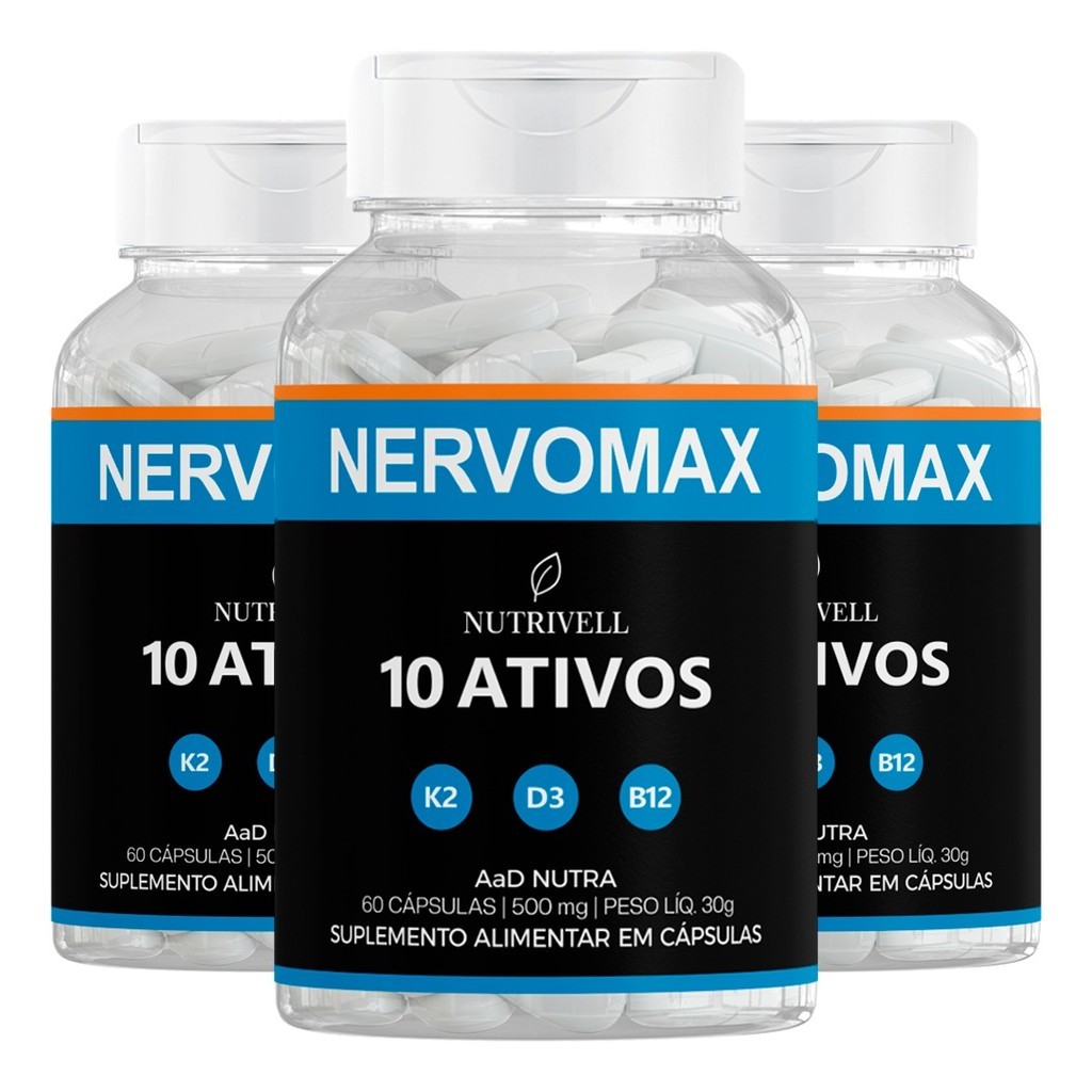 Kit 3 Nervomax Original 180 Cápsulas Formula Premium Loja Oficial ...