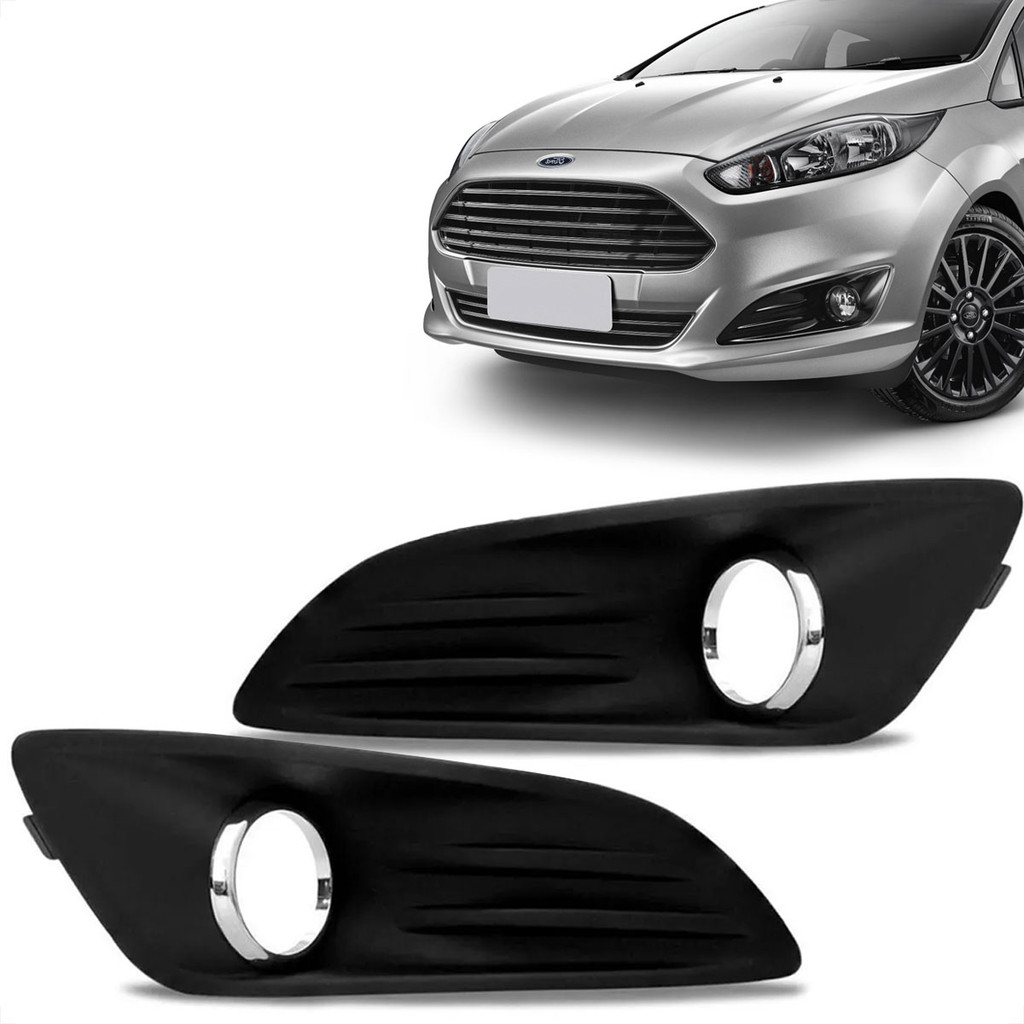 Moldura Grade Farol De Milha New Fiesta 2014 2015 2016 2017 Aro Cromado ...