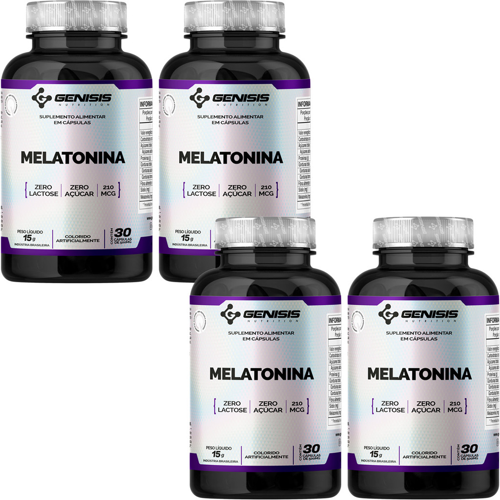 Kit Com 4x Melatonina Original Genisis Sono Dormir 60 Cáps | Shopee Brasil