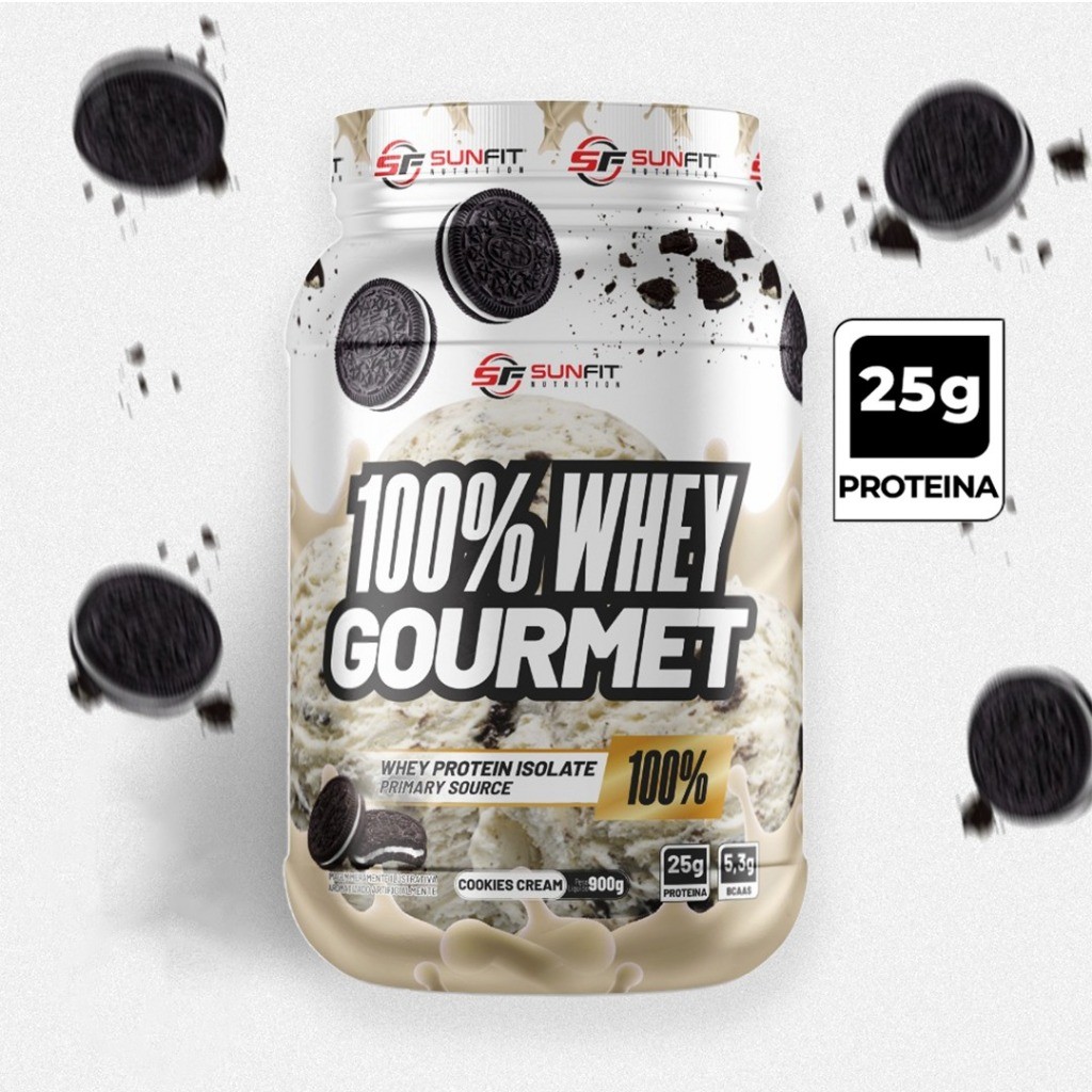 Whey de Cookies 100% Gourmet Isolado Sunfit 900g 25g Proteína | Shopee ...