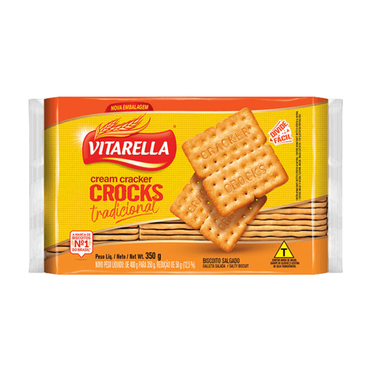 Biscoito Cream Cracker Crocks sabor Tradicional com 350g - Vitarella ...