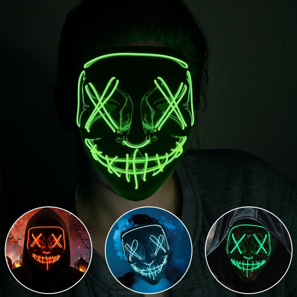 Halloween Neon Led Purge Mask Cosplay Horror Masquerade Carnival Party ...