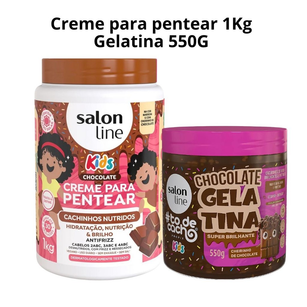 Kit Salon Line Creme de Pentear Chocolate 1Kg + Gelatina de Chocolate ...