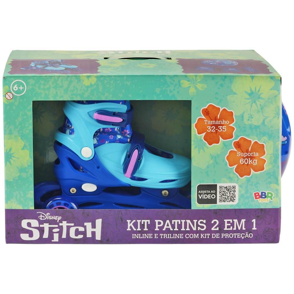 PATINS STITCH 2 EM 1 INLINE E TRILINE 32-35 COM KIT DE PROTECAO BBR ...