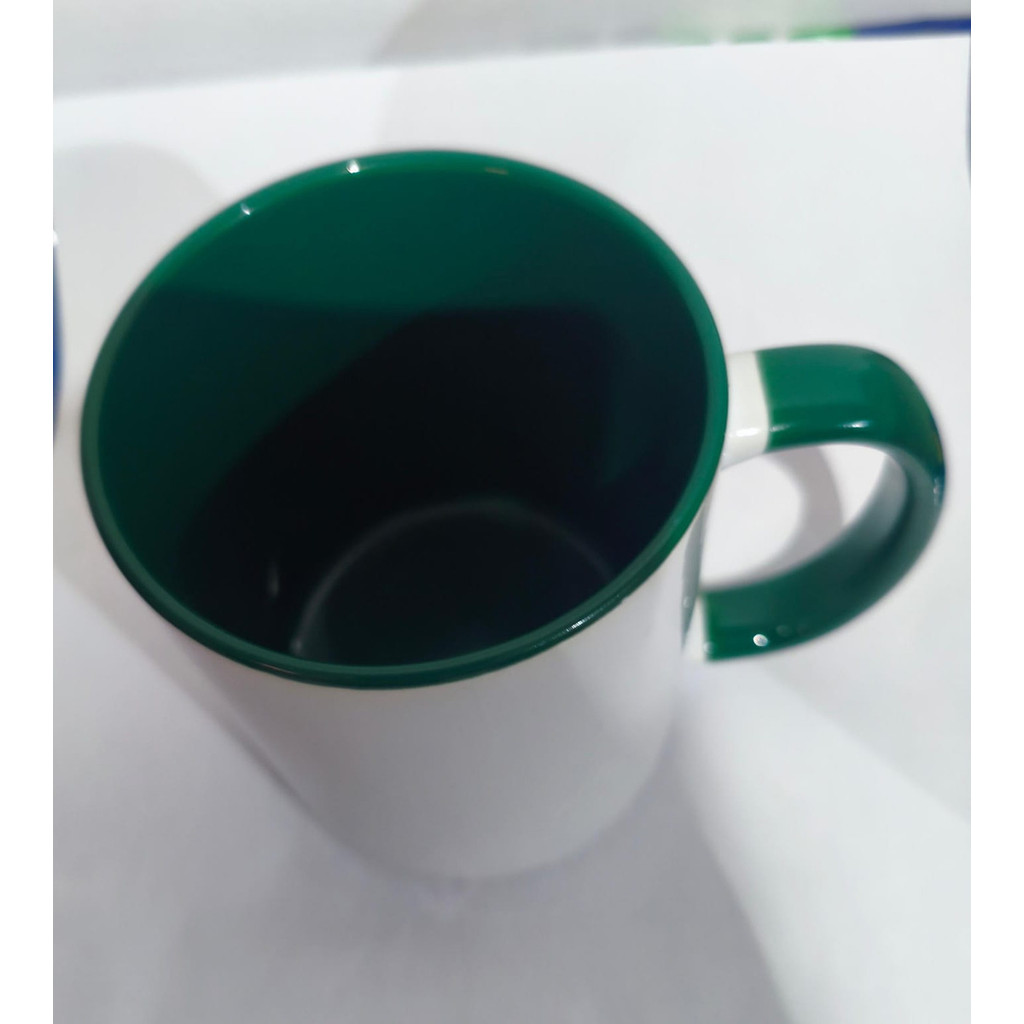 Caneca Verde E Branca Porcelana | Shopee Brasil