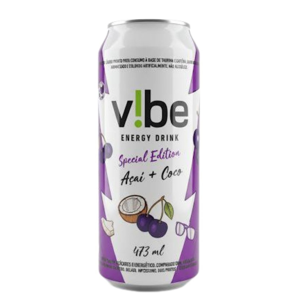 Energético Vibe Energy Drink Açaí e Coco 473ml | Shopee Brasil