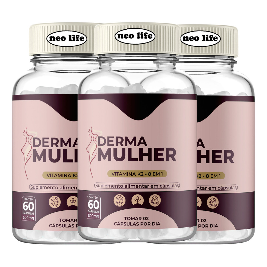 3x Derma Mulher 180 Caps Original - Fórmula Oficial - Promo Dermamulher ...