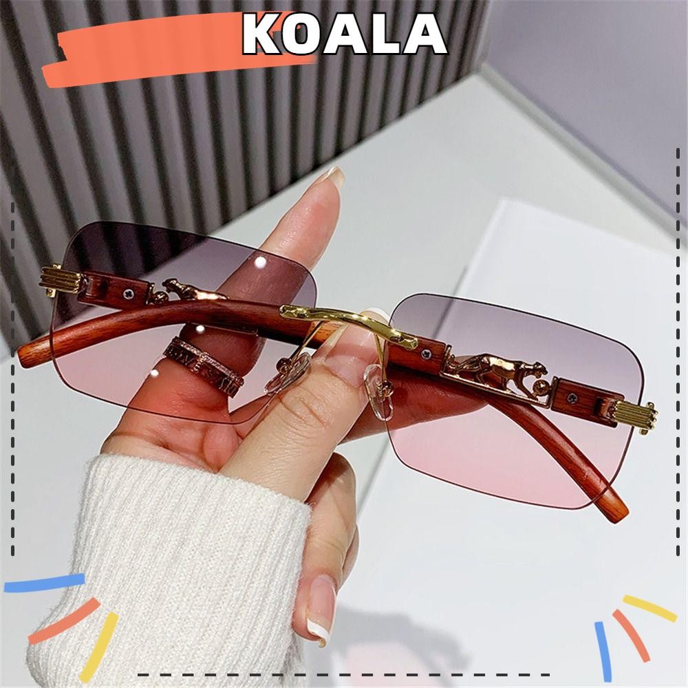 Óculos De Sol KOALL Com Borda Cortada Sem Aro , Design De Chita UV400 ...