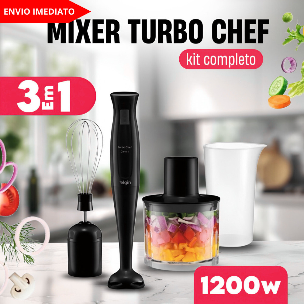 Mixer Turbo Chef 3 em 1 Elgin 200W 220V | Tritura, Bate e Mistura ...
