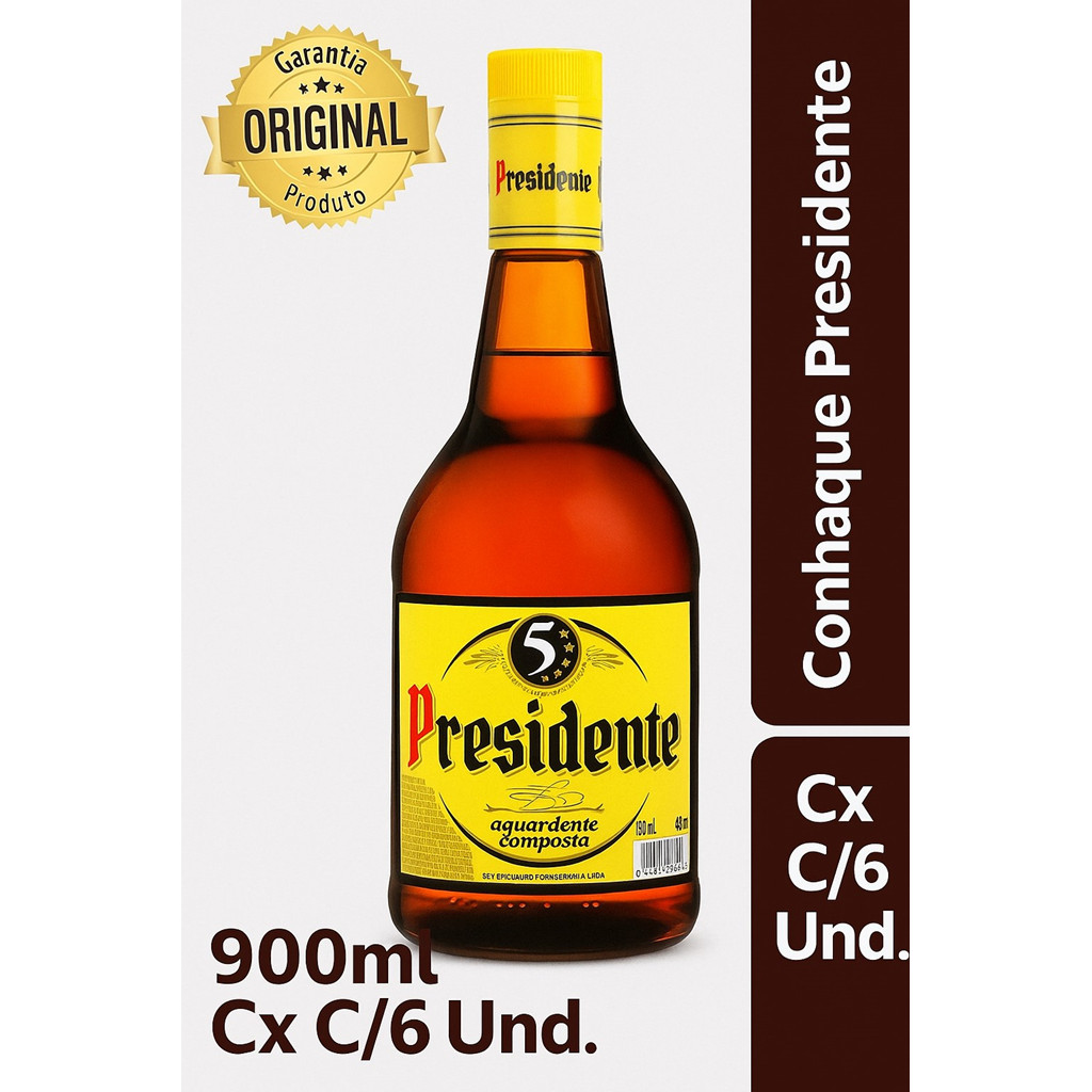 Conhaque Presidente 900ml Emb. c/ 6 un. | Shopee Brasil