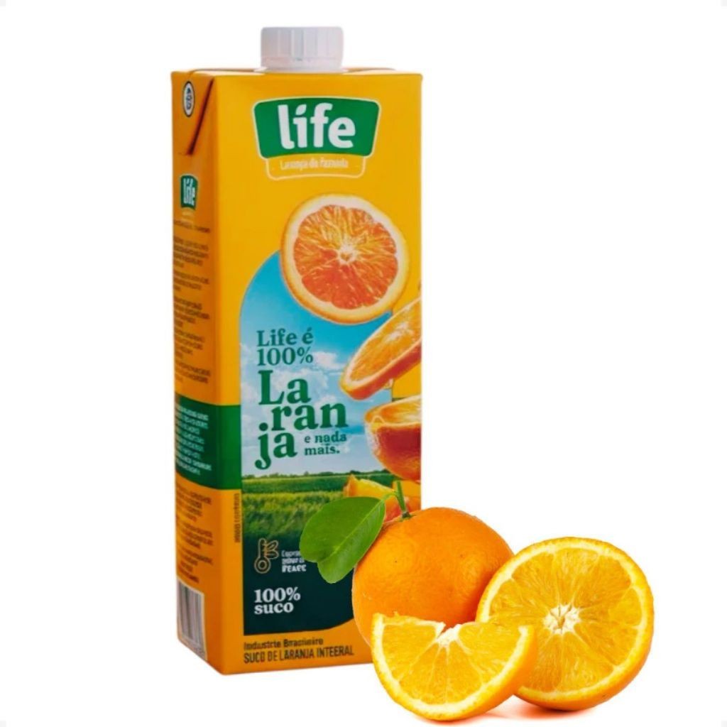 Suco de Laranja Integral Life Contêm 6 Unidades de 1 Litro Envio Rápido ...