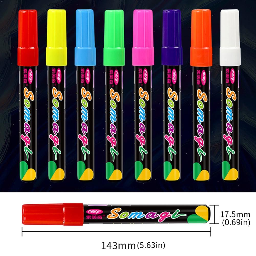 TKEY 8 Pçs/set LED Placa De Escrita Marcador Apagável Fluorescente Giz ...