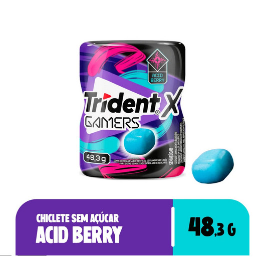 Chiclete Trident X Gamers Acid Berry Sem Açúcar 48,3g | Shopee Brasil