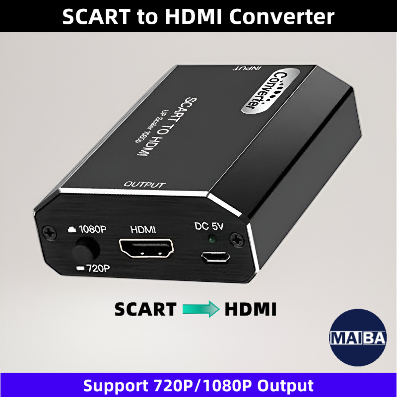 Conversor SCART Para HDMI De Áudio E Vídeo Adaptador Scaler Com Suporte ...
