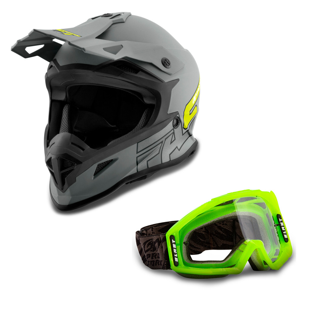 Kit Capacete Motocross Pro Tork Fast 788 Grey Fosco + Óculos Blast ...
