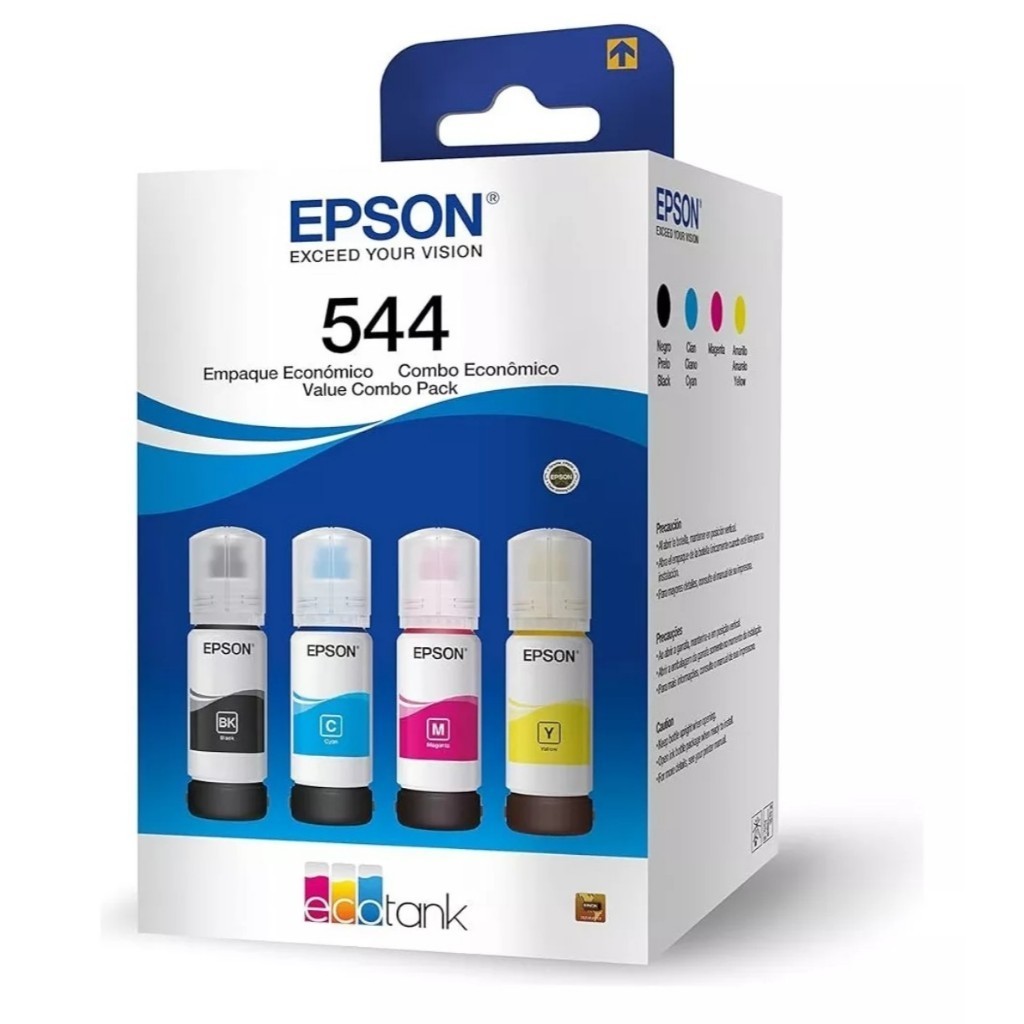KIT 4 REFIL EPSON T544 L3110 L3210 L3250 4 CORES 100% original | Shopee Brasil