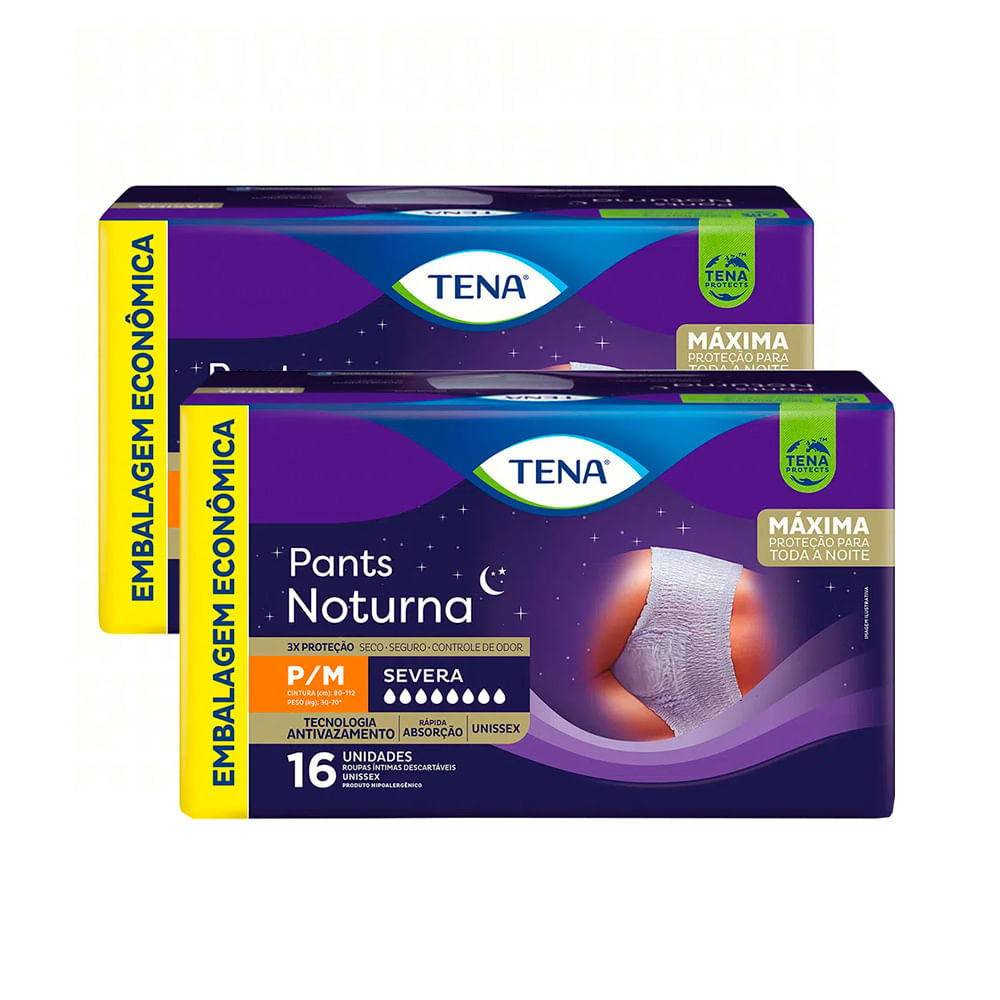 Kit 2 Roupa Íntima Tena Pants Noturna P/M 16 Unidades Embalagem Econômica | Shopee Brasil