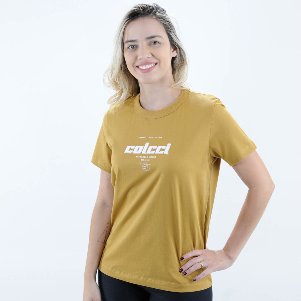 Camiseta Colcci Authentic Brand Marrom Ebbela - Feminino | Shopee Brasil