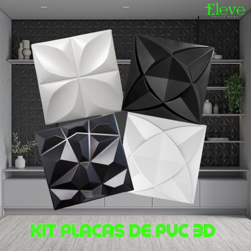 Kit 120 Placas PVC 3D 25x25cm Revestimento Parede Para Sala Quarto ...