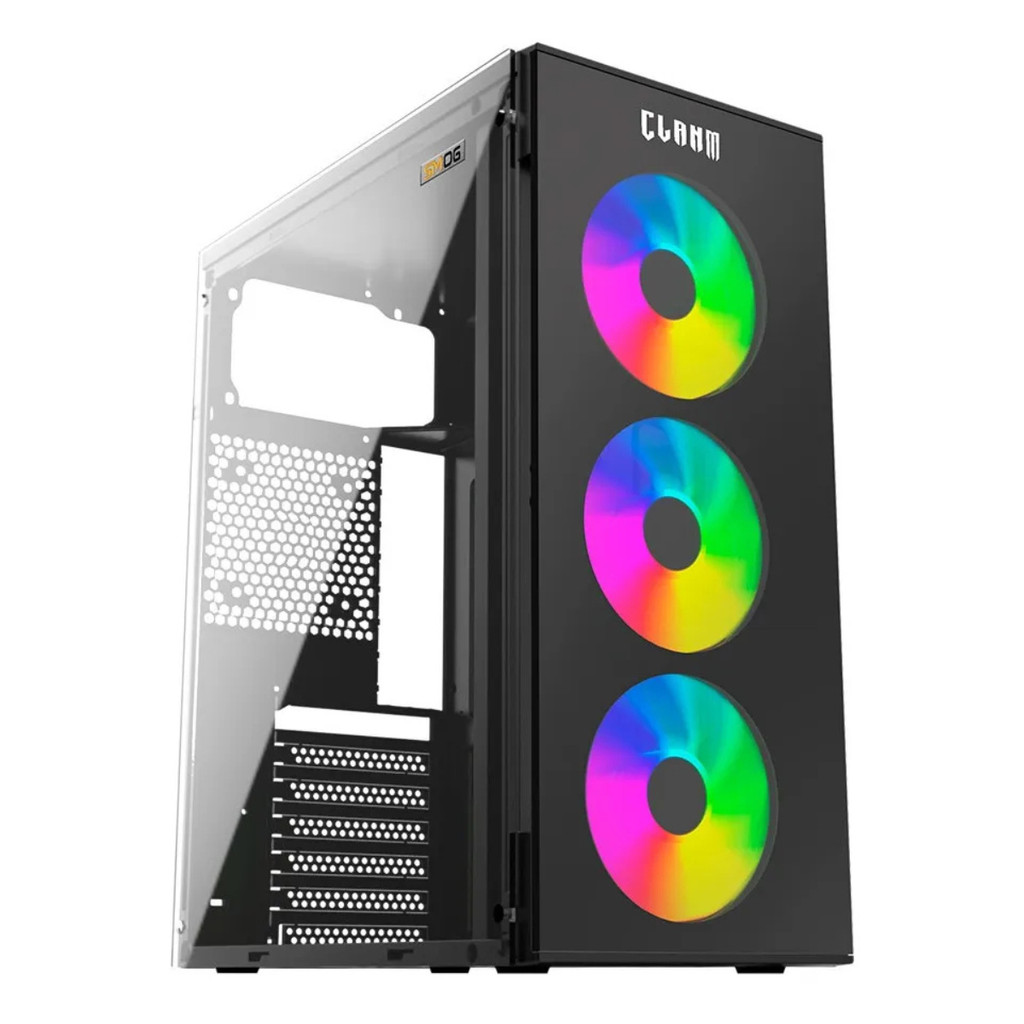 Gabinete Gamer Smog Com 3 Fans Rgb Led Vidro Temperado ATX Micro ATX Mini ITX Mid Tower Clanm ...